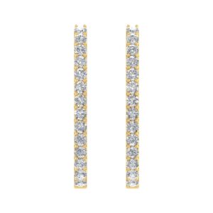 2 1/2 Carat Inside Out Diamond Hoop Earrings in 14K Yellow Gold (SI1-SI2 Clarity)