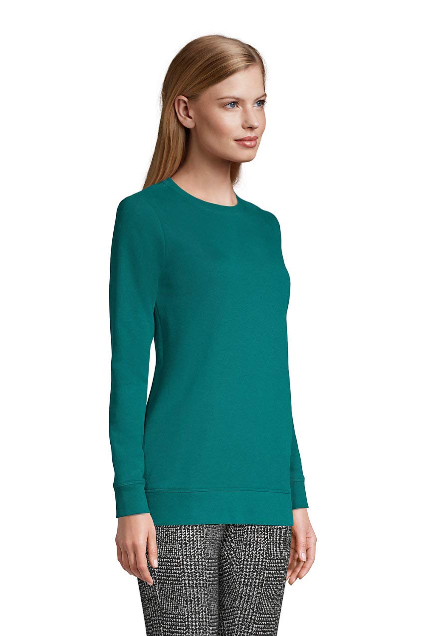 Lands' End Womens Long Sleeve Sweatshirt Tunic Jade Emerald Regular Medium