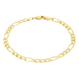 nuragold 14k yellow gold 4.5mm solid figaro chain link bracelet, mens womens jewelry 7" 7.5" 8" 8.5" 9"