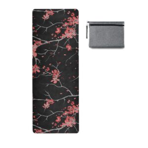 alaza cherry blossom sakura flower floral nonslip yoga mat towel with grip dots for women men