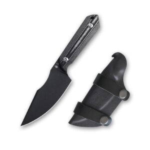 kizer harpoon fixed blade knife, d2 blade with black micarta handle hunting knife, edc fixed blade knife with sheath, hiking camping knife 1040a1