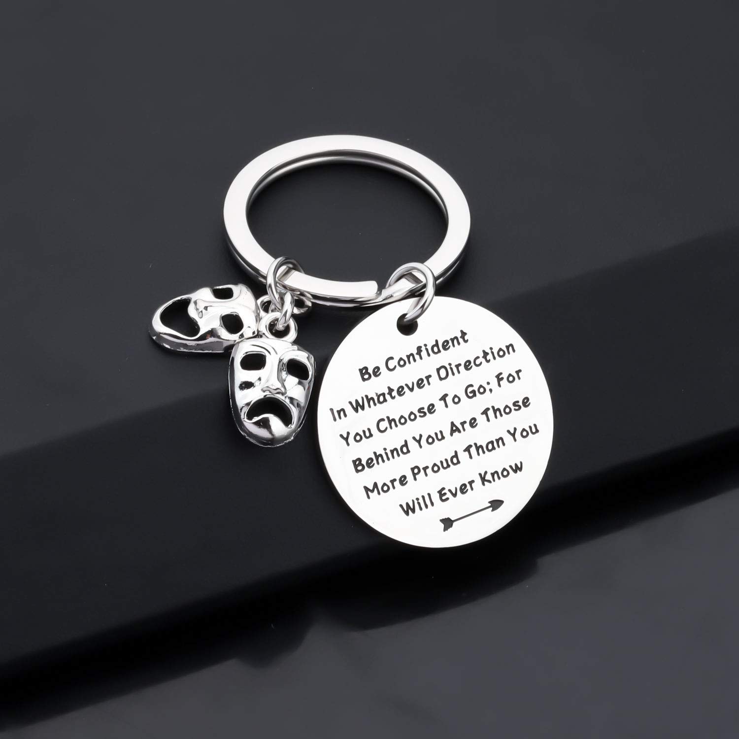 LQRI Drama Mask Charm Keychain Theatre Gift Drama Graduation Gift Be Confident In Whatever Direction You Choose To Go Drama Actor Actress Jewelry