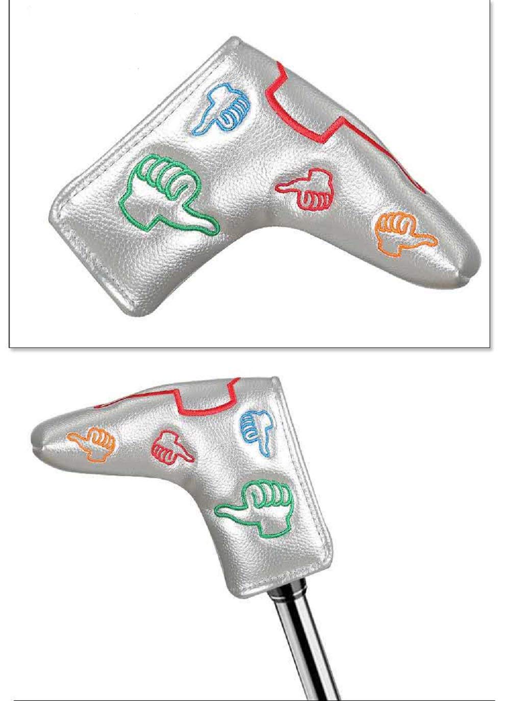 DBYA Golf Blade Putter Head Cover PU Leather Thumbs UP with Velcro Closure for Blade,Grey