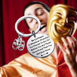 LQRI Drama Mask Charm Keychain Theatre Gift Drama Graduation Gift Be Confident In Whatever Direction You Choose To Go Drama Actor Actress Jewelry