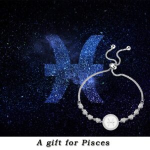 TGBJE Zodiac Sign Bracelet Twelve Constellations Gift Silver Bracelet Horoscope Gift Birthday Gifts for Women(Pisces SBR)