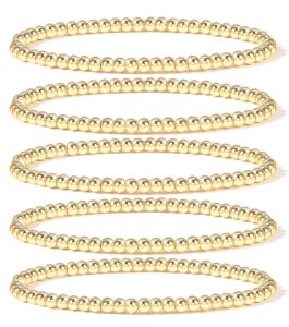 elegance 11 designs 14k gold plated bead ball bracelet stretchable elastic gold beaded bracelets for women