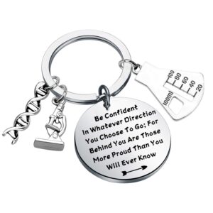 lqri dna double helix charm microscope charm keychain chemistry biology gift be confident in whatever direction you choose to go science graduation gift (k-dna)