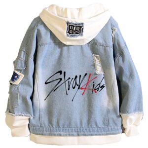 kpop stray kids merch, stray kids hoodie felix hyujin i.n jisung woojin denim jacket