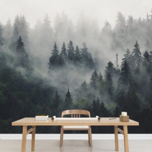 signwin wall mural foggy forest removable self-adhesive wallpaper wall decoration for bedroom living room - 66x96 inches