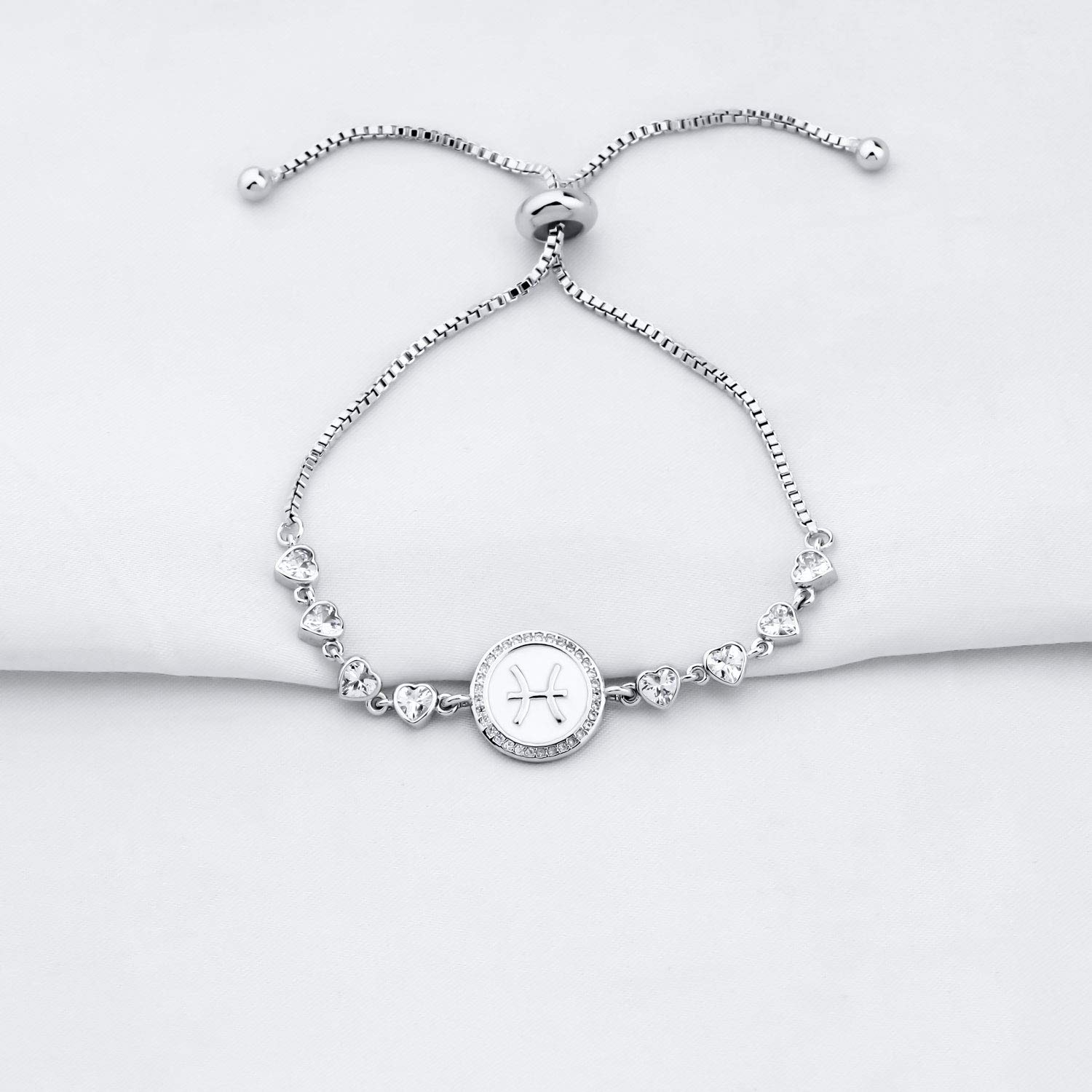 TGBJE Zodiac Sign Bracelet Twelve Constellations Gift Silver Bracelet Horoscope Gift Birthday Gifts for Women(Pisces SBR)