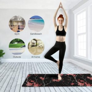 ALAZA Cherry Blossom Sakura Flower Floral Nonslip Yoga Mat Towel with Grip Dots for Women Men