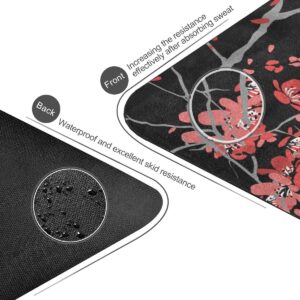 ALAZA Cherry Blossom Sakura Flower Floral Nonslip Yoga Mat Towel with Grip Dots for Women Men