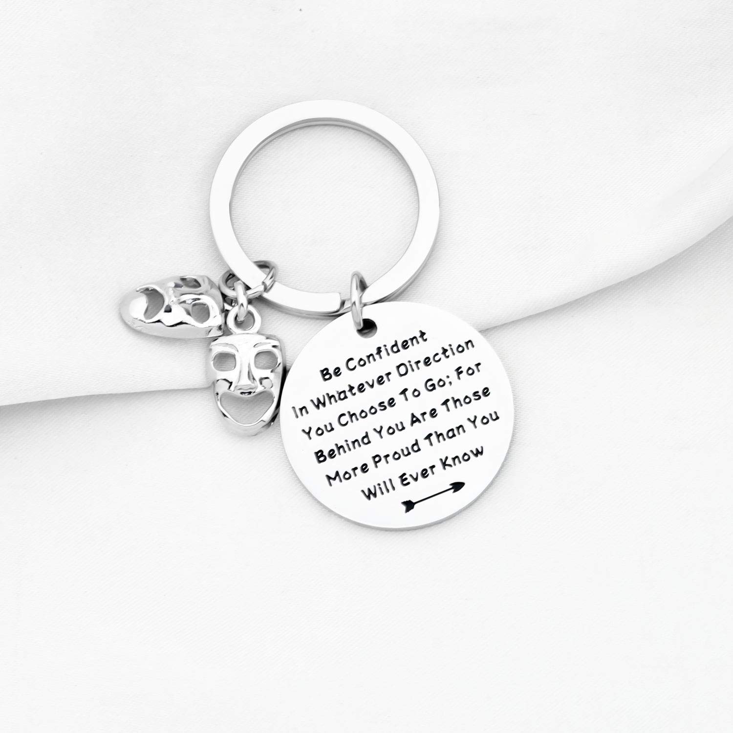 LQRI Drama Mask Charm Keychain Theatre Gift Drama Graduation Gift Be Confident In Whatever Direction You Choose To Go Drama Actor Actress Jewelry