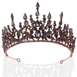 florry baroque crowns crystal tiaras and crowns wedding queen crowns for brides halloween costume bridal tiaras hair accessories for women and girls (black)