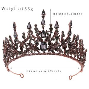 Florry Baroque Crowns Crystal Tiaras and Crowns Wedding Queen Crowns for Brides Halloween Costume Bridal Tiaras Hair Accessories for Women and Girls (Black)