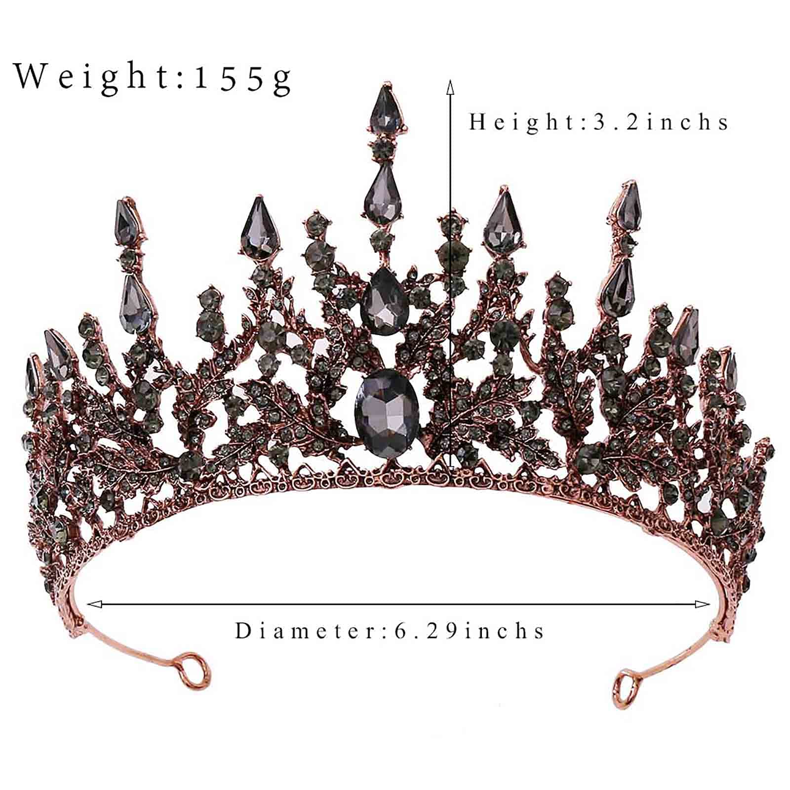 Florry Baroque Crowns Crystal Tiaras and Crowns Wedding Queen Crowns for Brides Halloween Costume Bridal Tiaras Hair Accessories for Women and Girls (Black)