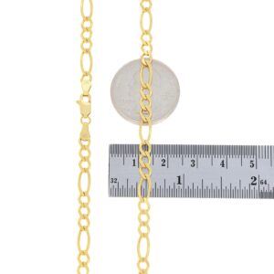 Nuragold 14k Yellow Gold 4.5mm Solid Figaro Chain Link Bracelet, Mens Womens Jewelry 7" 7.5" 8" 8.5" 9"