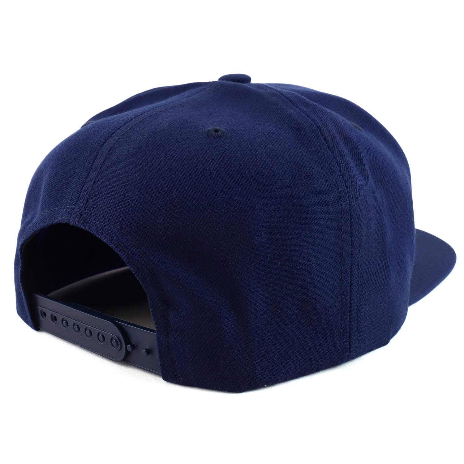 Trendy Apparel Shop Flexfit Oversize XXL Structured Blank Flatbill Snapback Cap - Navy - 2XL