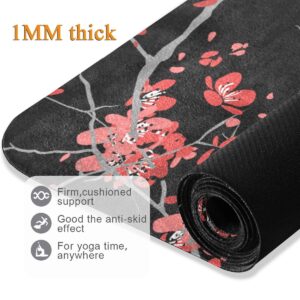 ALAZA Cherry Blossom Sakura Flower Floral Nonslip Yoga Mat Towel with Grip Dots for Women Men