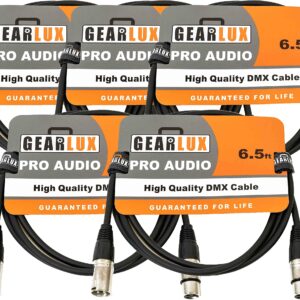 Gearlux 6.5-Foot 3-Pin Male-to-Female DMX Cable - 5 Pack