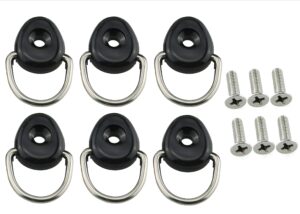 hj garden 6 sets kayak fishing rigging round d-ring buckle elastic rope pull buckle for fishing boat backrest hook surfboard accessories