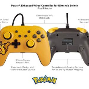 PowerA Pokemon Enhanced Wired Controller for Nintendo Switch - Pixel Pikachu, Gamepad, Wired Video Game Controller, Gaming Controller - Nintendo Switch