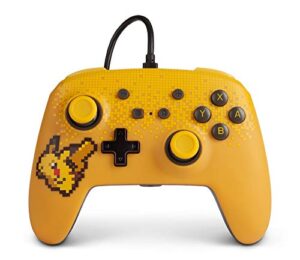 powera pokemon enhanced wired controller for nintendo switch - pixel pikachu, gamepad, wired video game controller, gaming controller - nintendo switch