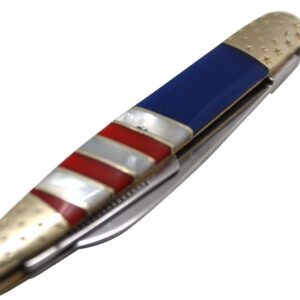 Old Ram Collection Every Day Carry 3 Blade Smooth Non-Slippery Handle Trapper Folding Pocket Knife (USA FLAG)