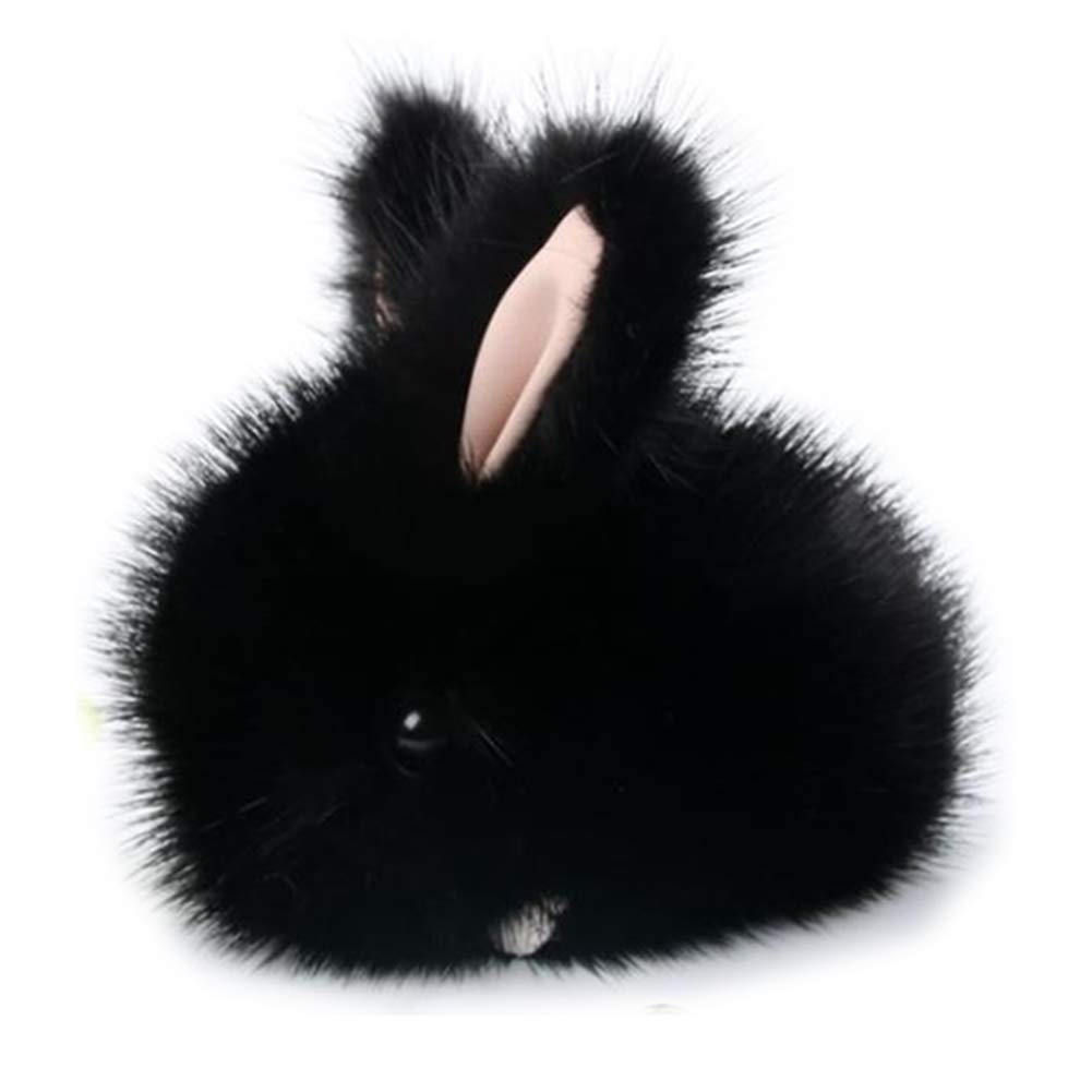 5CM Mini Rabbit Keychain pendant Fur Ball Keyring Lovely Mini Kawaii Animal black