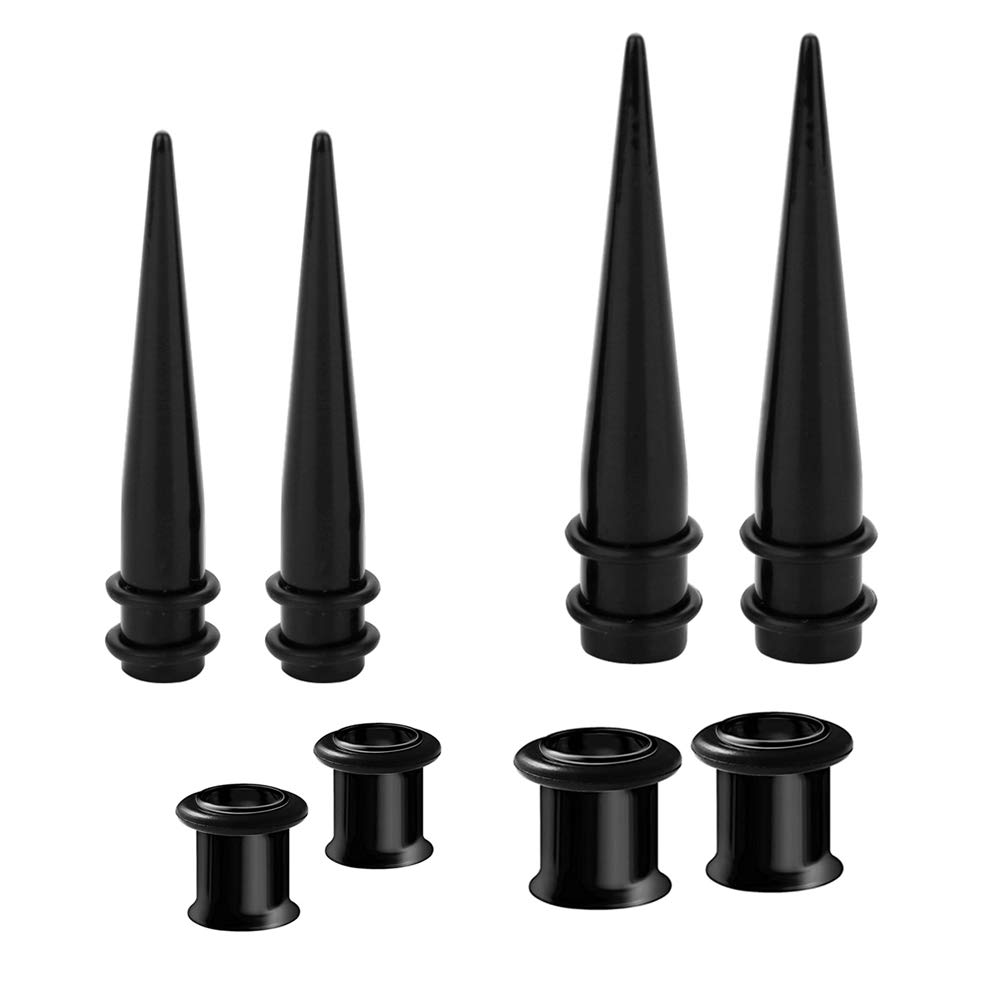 HEKEUOR 2 Pairs 1g 7mm + 9mm Steel Ear Screw Taper Tunnel Expander Stretching Kit Plugs Piercing