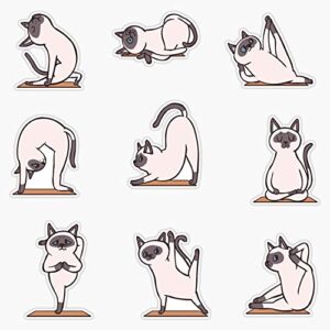 leyland designs siamese cat yoga sticker outdoor rated vinyl sticker decal for windows, bumpers, laptops or crafts 5"