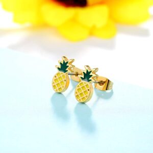 Tarsus Pineapple Earrings for Women, Hypoallergenic Stud Earring Jewelry Gifts for Teen Friends