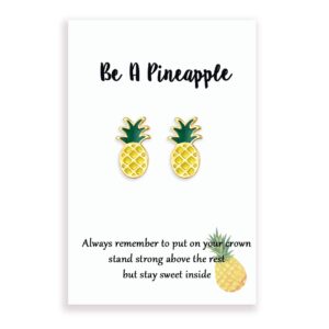 tarsus pineapple earrings for women, hypoallergenic stud earring jewelry gifts for teen friends