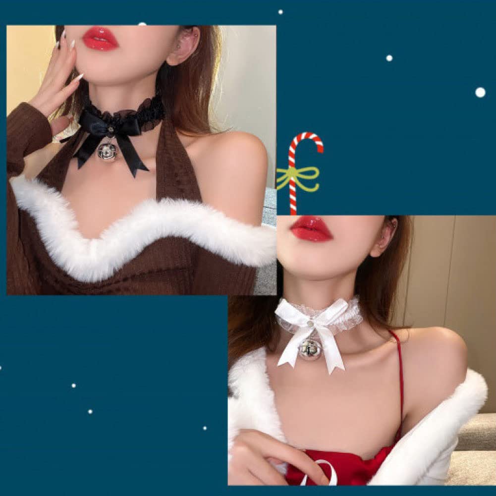 Halawly Black Lace Choker with Bell Sweet Cute Choker Necklaces for Women Sexy