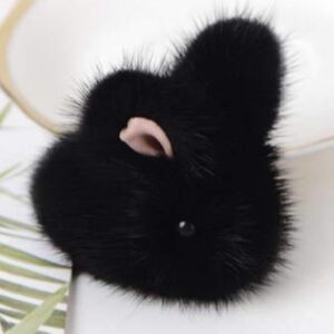 5CM Mini Rabbit Keychain pendant Fur Ball Keyring Lovely Mini Kawaii Animal black