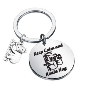 wsnang koala bear gift keep calm and koala hug keychain animal lover jewelry koala lover gift for family friends (koala kc)