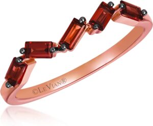 le vian baguette cut red garnet zig zag band ring for women in 14k rose gold choice of gem promise anniversary ring size 8