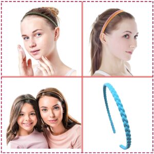 12pcs 6mm Thin Headbands for Girls Women Plastic Pigtail Sytle with Teeth Skinny Headbands for Kids Teens Lady