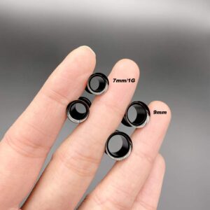 HEKEUOR 2 Pairs 1g 7mm + 9mm Steel Ear Screw Taper Tunnel Expander Stretching Kit Plugs Piercing