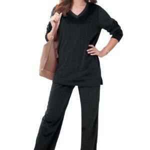 Roaman's Women's Plus Size Velour Jogger Set - 18/20, Black