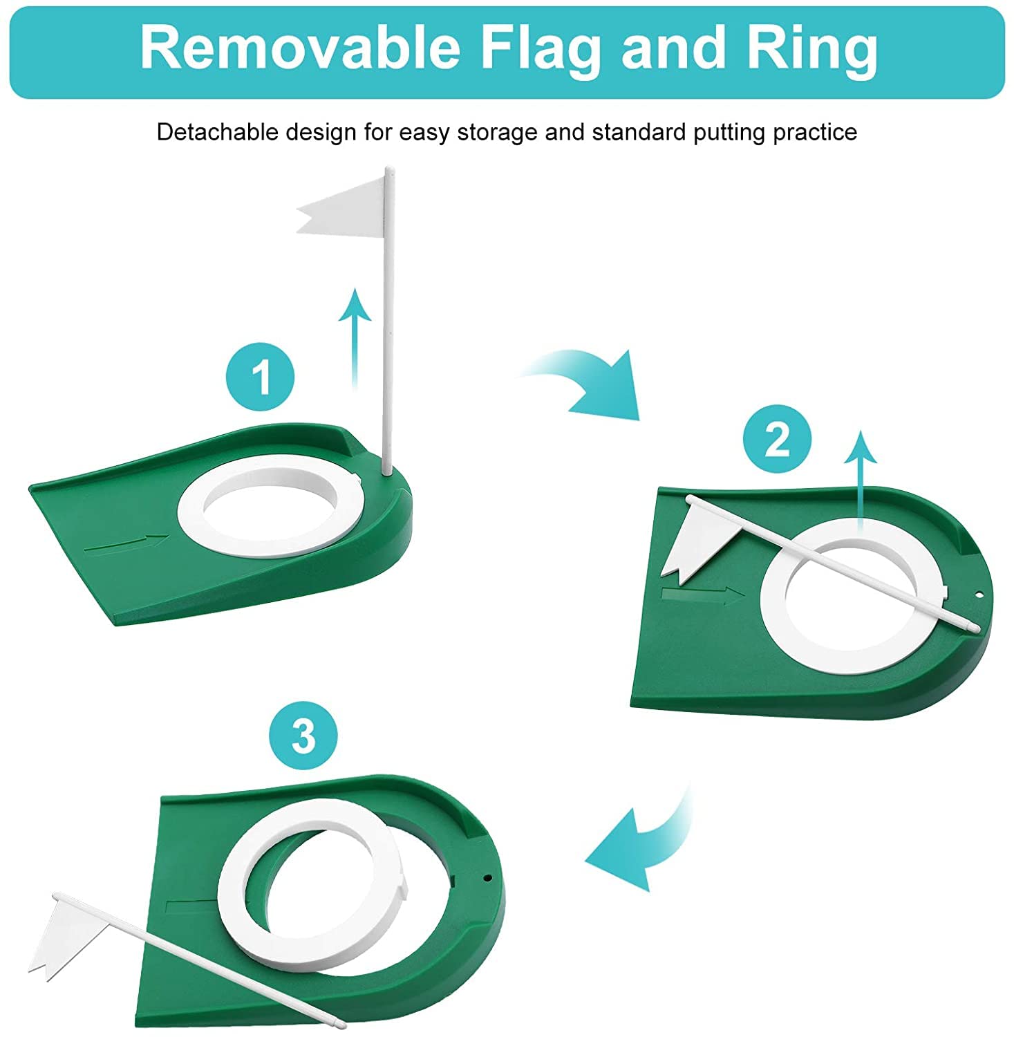 Putting Cup Indoor Outdoor Practice Training Aids with Flag Plastic Putting Cup Putting Hole Putter Regulation Cup