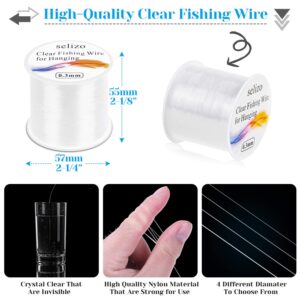 Fishing Wire for Hanging, Selizo 4Pcs Clear Fish Line Fishing String Invisible Monofilament Nylon Thread for Hanging Decorations, Balloon Garland, Jewelry Making, Beading and Crafts