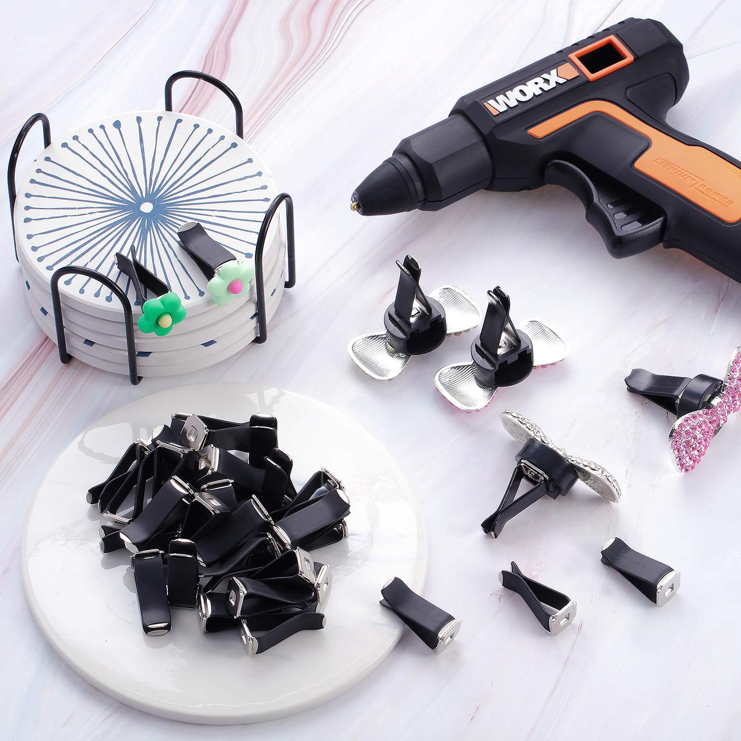 40 Pieces Square Head Car Air Vent Clips 12.66 mm Auto Air Conditioner Outlet Clips Air Freshener Clips for Car Air Vent Decoration (Black)