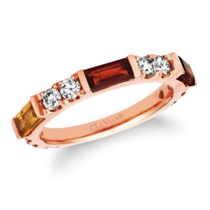 LE VIAN 14K Rose Gold, 5/8 Cttw Diamond, Citrine, Smoky Quartz & Garnet Channel Set Ring (Champagne Color, SI1-SI2) - Size 7