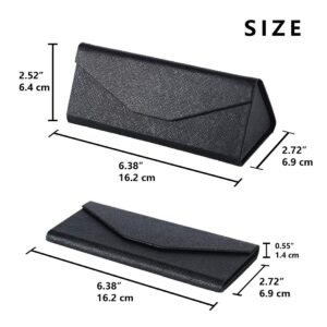 iGeyzoe Glasses Cases, Eyeglasses Case Hard Shell For Men Women, PU Folding Glasses Sunglasses Case Portable With Clean Cloth