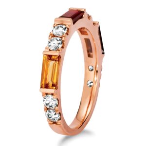 LE VIAN 14K Rose Gold, 5/8 Cttw Diamond, Citrine, Smoky Quartz & Garnet Channel Set Ring (Champagne Color, SI1-SI2) - Size 7