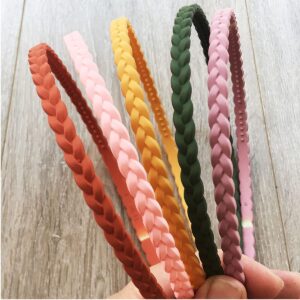 12pcs 6mm Thin Headbands for Girls Women Plastic Pigtail Sytle with Teeth Skinny Headbands for Kids Teens Lady