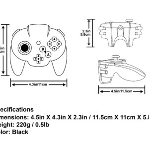 Warrior 64 Wired Controller for Original Nintendo 64 N64 Console (Black)