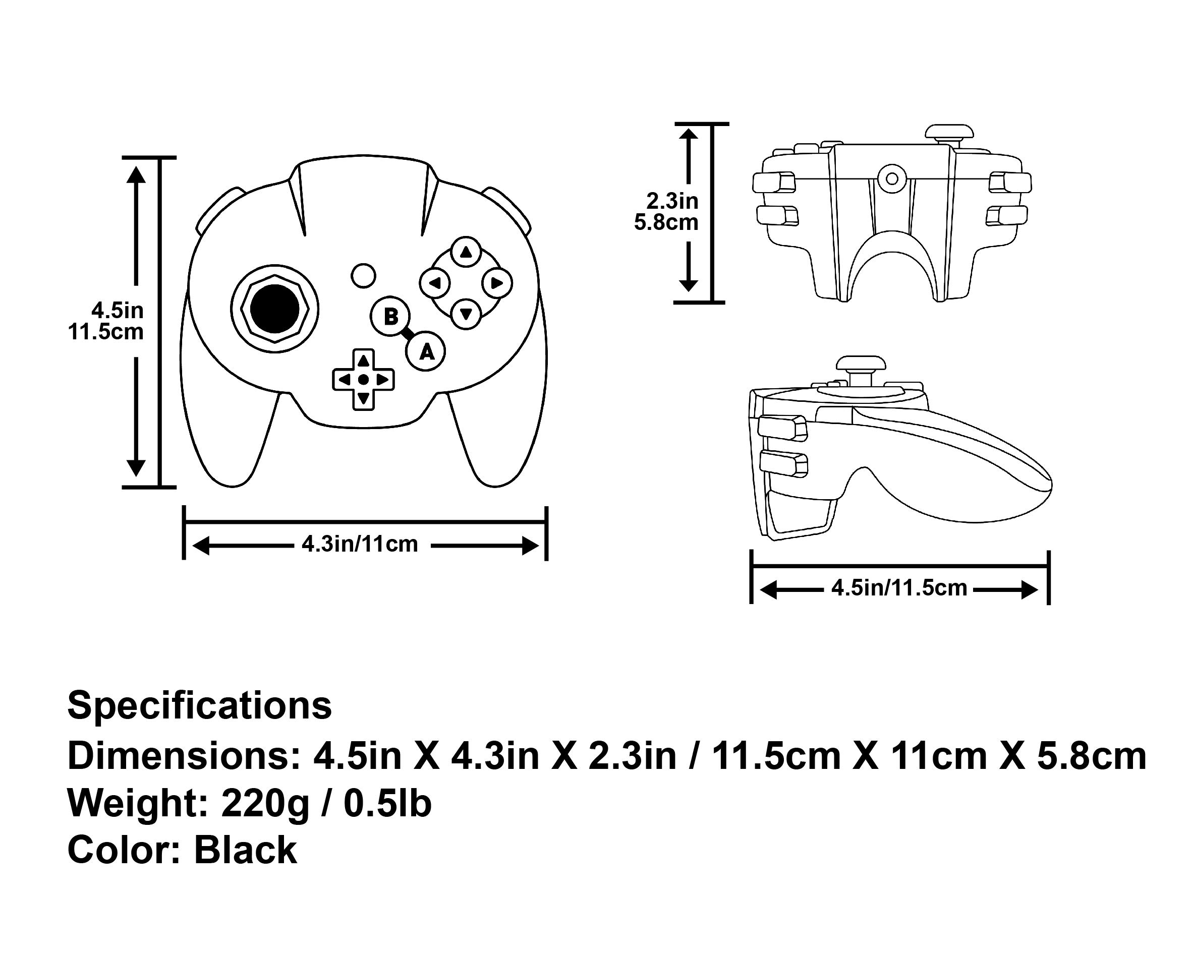 Warrior 64 Wired Controller for Original Nintendo 64 N64 Console (Black)