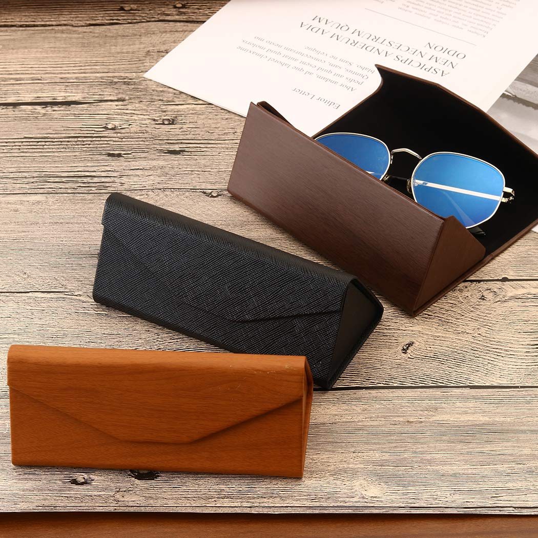 iGeyzoe Glasses Cases, Eyeglasses Case Hard Shell For Men Women, PU Folding Glasses Sunglasses Case Portable With Clean Cloth